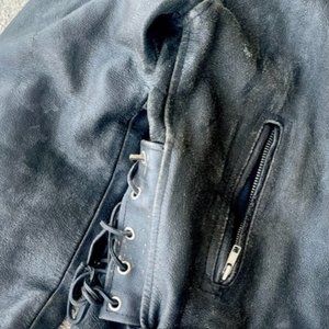 First Leather | Jackets & Coats | Vintage Black Belted Motorcycle ...